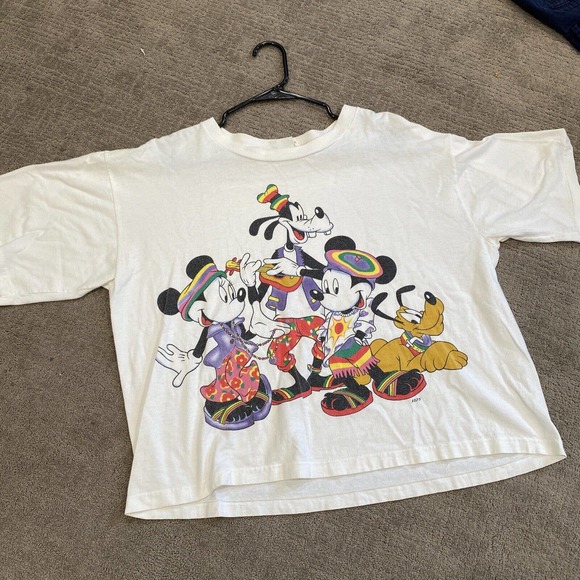 Disney | Shirts | Vintage Mickey Mouse Shirt Extra Large White 9s Rasta ...